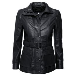 Bikerjacke JCC "Lederjacke R6382", Damen, Gr. 46, schwarz, Obermaterial: 100% Lammnappaleder LANA. Futter: 100% Polyester PES., Jacken Bikerjacke
