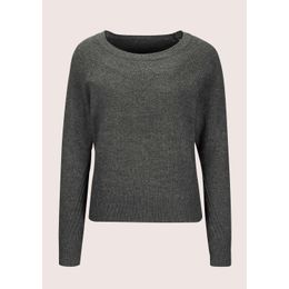 Madeleine Mode Longpullover MADELEINE "Pullover Rundhals-Pullover", Damen, Gr. 44/46, grau (graphit, melange), Obermaterial: 25% Alpaka WP. 25% Polyamid PA. 25% Schurwolle WV. 25% Viskose CV., Modern, normal, Pullover Longpullover
