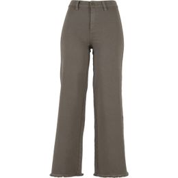 Bequeme Jeans Urban Classics "Urban Classics Ladies Relaxed Straight Fit Denim", Damen, Gr. 27, Normalgr&ouml;&szlig;en, olive, 98% Baumwolle, 2% Elasthan, unifarben, Jeans