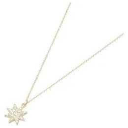 Goldkette Luigi Merano "Stern mit Zirkonia, Gold 375", gold, Halsketten, Damen, 45cm, Gelbgold 375, Goldkette