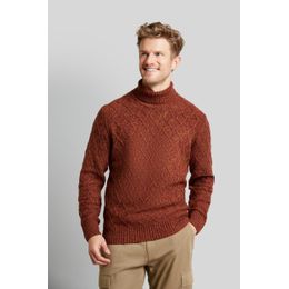 Rollkragenpullover Bugatti, Herren, Gr. 3XL, braun (rost), 80% Wolle, 20% Polyamid, unifarben, regular fit, ohne Ausschnitt, Rippb&uuml;ndchen, Pullover Rollkragenpullover, mit 3-D-Rautenmuster