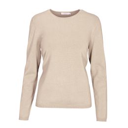 Strickpullover Clarina "PETRA", Damen, Gr. 46, beige (sand meliert), Obermaterial: 70% Viskose, 30% Polyamid., unifarben, comfort fit, Rundhals, Pullover Strickpullover, Viskose-Polyamid Mischung