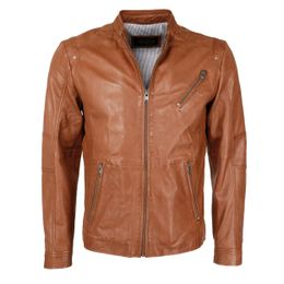 Bikerjacke JCC "Lederjacke 3102123", Herren, Gr. XXL, braun (cognac), Obermaterial: 100% Lammnappaleder LANA. Futter: 100% Baumwolle CO., Jacken Bikerjacke