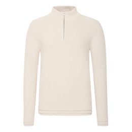 Troyer Casual Friday "Troyer CFKARL halfzip structured knit", Herren, Gr. XXXL, beige (rainy day), Grobstrick, Obermaterial: 100% Baumwolle CO., unifarben, Basic, normal, Pullover Troyer