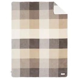 Wohndecke s.Oliver "Jacquard Decke s.Oliver", beige (beige, braun), B:150cm L:200cm, Mischgewebe, Wohndecken, Wohndecke, im Karo-Design, Kuscheldecke