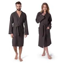 M&ouml;ve Kimono M&Ouml;VE "Homewear, ideal f&uuml;r Sauna & Spa, Hotelbademantel, Morgenmantel" Gr. XXXL, grau (grafit), 3XL, Piqu&eacute;, Hausm&auml;ntel, Piqu&eacute;e-Oberfl&auml;che