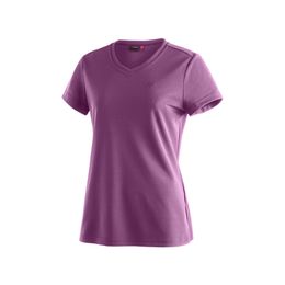 T-Shirt Maier Sports "Trudy", Damen, Gr. 36, purpurviolett, 100% Polyester, Rundhals, Shirts T-Shirt, Damen Kurzarmshirt, leichtes Sommer Funktionsshirt, V-Ausschnitt