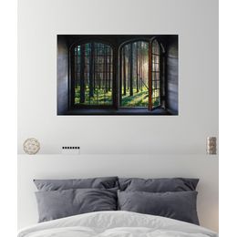 Wandsticker queence "Wald", bunt, B:60cm H:40cm, Vinyl, Wandtattoos, Wandsticker, Wandsticker, Wandbild, selbstklebend, 3D, Fenster