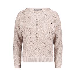 BETTY & CO Rundhalspullover BETTY & CO "Lochstrick-Pullover mit Strickdetails", Damen, Gr. 42, beige, Obermaterial: 100% Baumwolle CO., Pullover Rundhalspullover