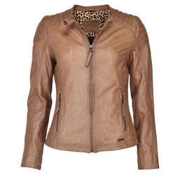 Lederjacke Mustang "Lederjacke Laura", Damen, Gr. S, braun (cognac), Obermaterial: 100% Lammleder LEL. Futter: 100% Baumwolle CO., Jacken Lederjacke