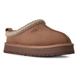 UGG Australia Pantoffel UGG "K TAZZ", M&auml;dchen, Gr. 3 (35), beige, Textil, Veloursleder, ethno, Schuhe Pantoffel, Plateau Clog, Mule, Hausschuh mit modischer Zierborte