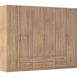Dreht&uuml;renschrank Rauch "Kleiderschrank Garderobe GAMMA Breiten 91/136/181/226/271/315/360 cm", eiche sonoma, griffe chrom, B:271cm H:210cm T:54cm, Holzwerkstoff, Schr&auml;nke, Dreht&uuml;renschrank, mit Schubladen, verschiedene Griff-Varianten TOPSELLER MADE IN GERMANY
