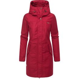 Wintermantel Ragwear "Wintermantel Jannisa", Damen, Gr. S, rot (dunkelrot25), Obermaterial: 65% Polyester PES. 35% Baumwolle CO. Obermaterial: Futter: 100% Polyester PES. 100% Polyester PES., M&auml;ntel Wintermantel