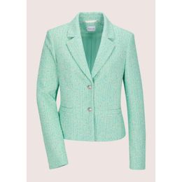 Madeleine Mode Jackenblazer MADELEINE "Blazer Tweed-Blazer mit Paillettenakzenten", Damen, Gr. 40, blau (t&uuml;rkisblau, wei&szlig;, multicolor), Obermaterial: 55% Polyester PES. 20% Baumwolle CO. 20% Viskose CV. 3% sonstige Fasern AF. 2% Elasthan EL., Modern, Blazer Jackenblazer, Tweed-Optik