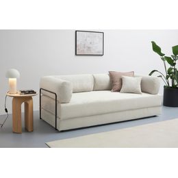 Schlafsofa HOMSY BY ANA JOHNSON "Folda, Dauerschl&auml;fer, Breite 206 cm, Liegefl&auml;che 181x198 cm", natur, B:206cm H:72cm T:94cm, Sofas, Schlafsofa, mit Bett-/Schlaffunktion, inkl. 1x Zierkissen, Tonnentaschenfederkern