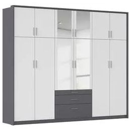 Kleiderschrank Rauch "Schrank Dreht&uuml;renschrank Garderobe Ankleide Schlafzimmer HILDESHEIM", wei&szlig; (graumetallic, alpinwei&szlig;), B:275cm H:231cm T:58cm, Holzwerkstoff, Schr&auml;nke, Kleiderschrank Dreht&uuml;renschrank, oberste Schublade mit praktischer Facheinteilung MADE IN GERMANY