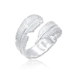 Silberring Elli "Ring Offen mit Feder Design 925 Silber", silber, Fingerringe, Damen, Silber 925 (Sterlingsilber), Silberring