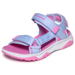 Sandale Skechers "TREAD SEEKER", M&auml;dchen, Gr. 31, violett, Textil, Mesh, kontrastfarbene Details, Schuhe Sandale, Sommerschuh mit Klettverschluss, Gr&ouml;&szlig;enschablone zum Download