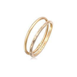 Ring-Set Elli "Ring Stapelringe Stacking Bandring 2er Set 925 Silber" Gr. 54, gold, Fingerringe, Damen, 54, ohne Stein, Silber 925 (Sterlingsilber), 1mm, Ring-Set