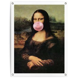 Poster Reinders "Mona Lisa - bubblegum", braun (farbe bild(er): braun), B:60cm H:80cm T:0,1cm, Bilder, Poster, Garten - Leonardo da Vinci - Kaugummi - Braun - Leinwand - Humor