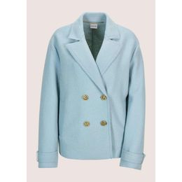 Madeleine Mode Jackenblazer MADELEINE "Wollblazer Stillvoller Zweireiher aus Schurwolle", Damen, Gr. 42, blau (bleu), Obermaterial: 100% Schurwolle WV., Modern, Blazer Jackenblazer, Zweireiher aus gekochter Wolle