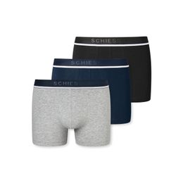 Boxershorts Schiesser "Boxershort 3er Pack", Herren, Gr. XL, bunt (schwarz, blau, grau), Obermaterial: 95% Baumwolle CO. 5% Elasthan EL., Unterhosen Boxershorts
