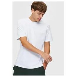 Rundhalsshirt Selected "SLHCOLMAN SS O-NECK TEE NOOS", Herren, Gr. XXL, wei&szlig; (hellwei&szlig;), Single Jersey, Obermaterial: 100% Baumwolle, unifarben, Basic, normal, Rundhals, gerader Abschluss, Shirts Rundhalsshirt