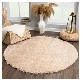 Hochflor-Teppich Sanat "Porto", beige, H:45mm &Oslash;:150cm, Kunstfaser, Teppiche, Wohnzimmer, Langflor, Shaggy Teppich