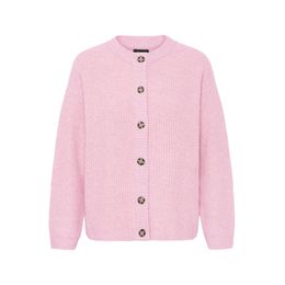 Strickjacke oxmo "Strickjacke OXBMMOLARA CARDIGAN", Damen, Gr. XL, pink (parfait pink melange), Obermaterial: 93% Polyester PES. 5% Wolle mw. 2% Elasthan EL., Strickjacken Strickjacke