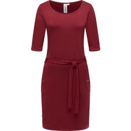 Jerseykleid Ragwear "Jerseykleid Kenisha", Damen, Gr. S, N-Gr, rot (wine rot), Obermaterial: 67% Polyester PES. 28% Viskose CV. 5% Elasthan EL. Obermaterial: 67% Polyester PES. 28% Viskose CV. 5% Elasthan EL., Kleider Jerseykleid