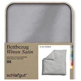 Bettbezug Schlafgut "Woven Satin", grau (grau light), B:200cm L:200cm, Mako-Satin, Obermaterial: 100% Baumwolle, Bettbez&uuml;ge, besonders dicht gewebt, Mix & Match: passender Kissenbezug erh&auml;ltlich