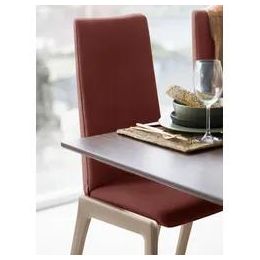 Polsterstuhl stressless "Laurel", rot (rot dinamica, walnuss), B:57cm H:105cm T:60cm, Microfaser DINAMICA (88% Polyester, 12% Polyurethan), St&uuml;hle, Polsterstuhl, High Back, Gr&ouml;&szlig;e M, mit abgerundeten Beinen in Walnuss