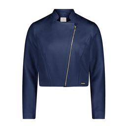 BETTY & CO Jackenblazer BETTY & CO "Bikerjacke mit Stehkragen", Damen, Gr. 40, blau (dunkelblau), Obermaterial: 95% Polyester PES. 5% Elasthan EL., Blazer Jackenblazer