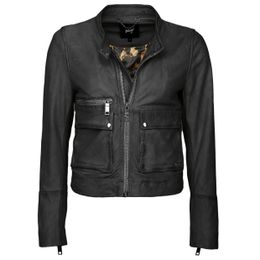 Bikerjacke Maze "Lederjacke Hamill", Damen, Gr. L, schwarz, Obermaterial: 100% Lammleder LEL. Futter: 100% Polyester PES., Jacken Bikerjacke