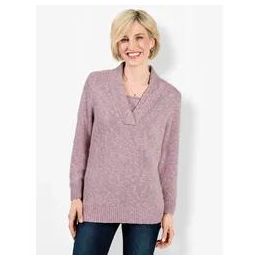 V-Ausschnitt-Pullover Classic Basics "Pullover", Damen, Gr. 44, lila (orchidee, meliert), 54% Polyacryl, 46% Baumwolle, meliert, Pullover