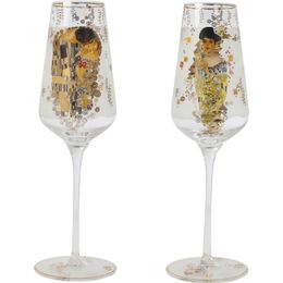 Sektglas Goebel "Sektglas Gustav Klimt - Adele & der Kuss", bunt, B:7,5cm H:23,5cm, Glas, Trinkgef&auml;&szlig;e, Sektglas