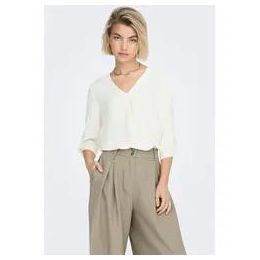 Jacqueline de Yong Shirtbluse JDY "JDYDIVYA LIFE 3/4 TOP WVN NOOS", Damen, Gr. 36 (S), wei&szlig; (cloud dancer), Web, Obermaterial: 100% Polyester, unifarben, loose fit taillenbedeckt, V-Ausschnitt, Blusen