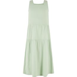 Shirtkleid Urban Classics "Urban Classics Damen Girls 7/8 Length Valance Summer Dress", M&auml;dchen, Gr. 122/128, Normalgr&ouml;&szlig;en, vintagegr&uuml;n, 100% Baumwolle, unifarben, relaxed fit, eckiger Ausschnitt, Kleider Shirtkleid