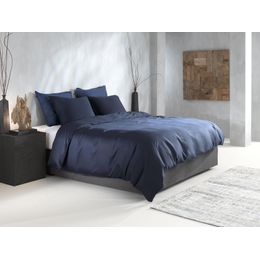 Bettw&auml;sche ZO HOME "Zohome Baumwolle Mako-Satin Bettw&auml;sche Satinado", blau (navy blau), B/L: 155cm x 220cm, 1 Stk., 1 Stk., Mako-Satin, B/L: 80cm x 80cm, 1 Stk., Mako-Satin, Obermaterial: 100% Baumwolle, Bettw&auml;sche, Bettw&auml;sche, Bettw&auml;sche aus 100% Baumwolle, hochwertige Mako-Satin, ab 135x200 cm.