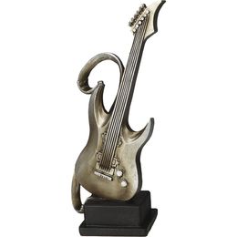 Dekofigur AMBIENTE HAUS "Gitarre Figur M", silber (antik, silberfarben), B:11cm H:22cm T:6cm, Polyresin, Dekofiguren, Dekofigur