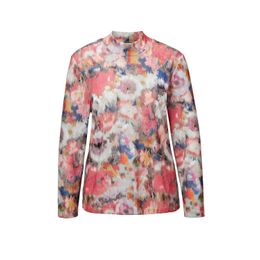 Print-Shirt GOLDNER "Langarmshirt mit Stehkragen, Jersey", Damen, Gr. 46, bunt (bunt, gemustert), Obermaterial: 62% Polyester PES. 33% Viskose CV. 5% Elasthan EL., normales B&uuml;ndchen, Shirts Print-Shirt, Sonstiges