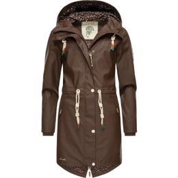 Regenjacke Navahoo "Regenjacke Tropical Storm OO", Damen, Gr. XS, braun (schwarz choco), Obermaterial: 70% Polyester PES. 30% Polyurethan PU. Obermaterial: Futter: 100% Polyester PES. 100% Polyester PES., Jacken Regenjacke