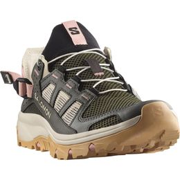 Wasserschuh Salomon "TECHAMPHIBIAN 5", Damen, Gr. 38,5, peat, rainy day, hyma pink, Synthetik, Textil, Schuhe Wasserschuh