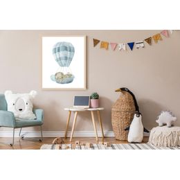 L&uuml;ttenh&uuml;tt Bild mit Rahmen L&Uuml;TTENH&Uuml;TT "oder Poster, Schlafender Hase in Hei&szlig;luftballon", bunt (farbe rahmen: beige, farbe bild(er): bunt), B:50cm H:70cm T:0,7cm, Holz, Plexiglas, Bilder, Bild mit Rahmen, HD Premium Druck