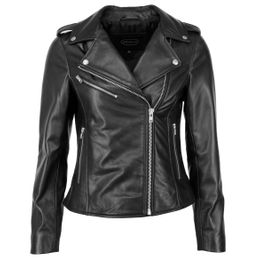 Bikerjacke JCC "Lederjacke 31020356", Damen, Gr. S, schwarz, Obermaterial: 100% Lammnappaleder LANA. Futter: 100% Polyester PES., Jacken Bikerjacke