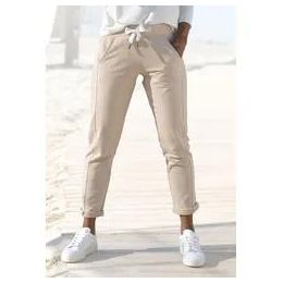 Sweathose ELBSAND "Brinja", Damen, Gr. XXL (44), N-Gr, beige (sand), Sweatware, Obermaterial: 95% Baumwolle, 5% Elasthan, unifarben, figurumspielend lang, Hosen Sweathose, mit Taschen und breiten Kordeln, Jogginghose, l&auml;ssige Passform, Topseller