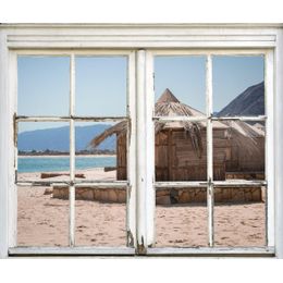 Wandsticker queence "H&auml;uschen am Meer", beige (natur), B:40cm H:60cm T:0,1cm, Wandtattoos, Wandsticker, Wandsticker, Wandbild, selbstklebend, Meer, Wasser, Haus