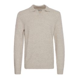Strickfleece-Pullover Casual Friday "Strickpullover CFKARL polo knit", Herren, Gr. XL, beige (light sand melange), Obermaterial: 50% Polyacryl PAN. 28% Polyester PES. 22% Nylon NY., Pullover Strickfleece-Pullover