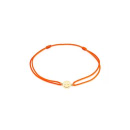 Armkette Elli "Armband mit Smile Face Textil 925 Silber vergoldet" Gr. 160, orange, Armb&auml;nder, Damen, Silber 925 (Sterlingsilber), Armkette