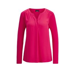 Kurzarmbluse GOLDNER "Kurzgr&ouml;&szlig;e Elegantes Chiffonshirt, Jersey-Details", Damen, Gr. 20, rosa (pink), Obermaterial: 50% Polyester PES. 47% Viskose CV. 3% Elasthan EL., Gerade, Blusen Kurzarmbluse, Schlitz
